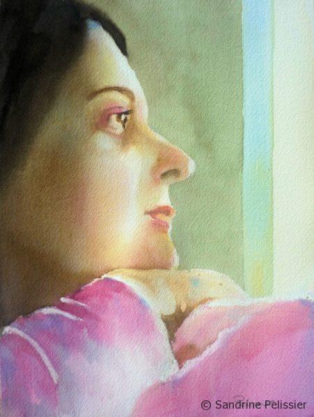 Watercolor portrait step by step painting tutorial :Self Portrait at ...