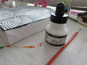 How to paint a patterned portrait with India Ink and mixed media