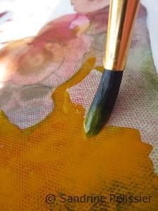 How to paint flowers from imagination with acrylic ink on canvas