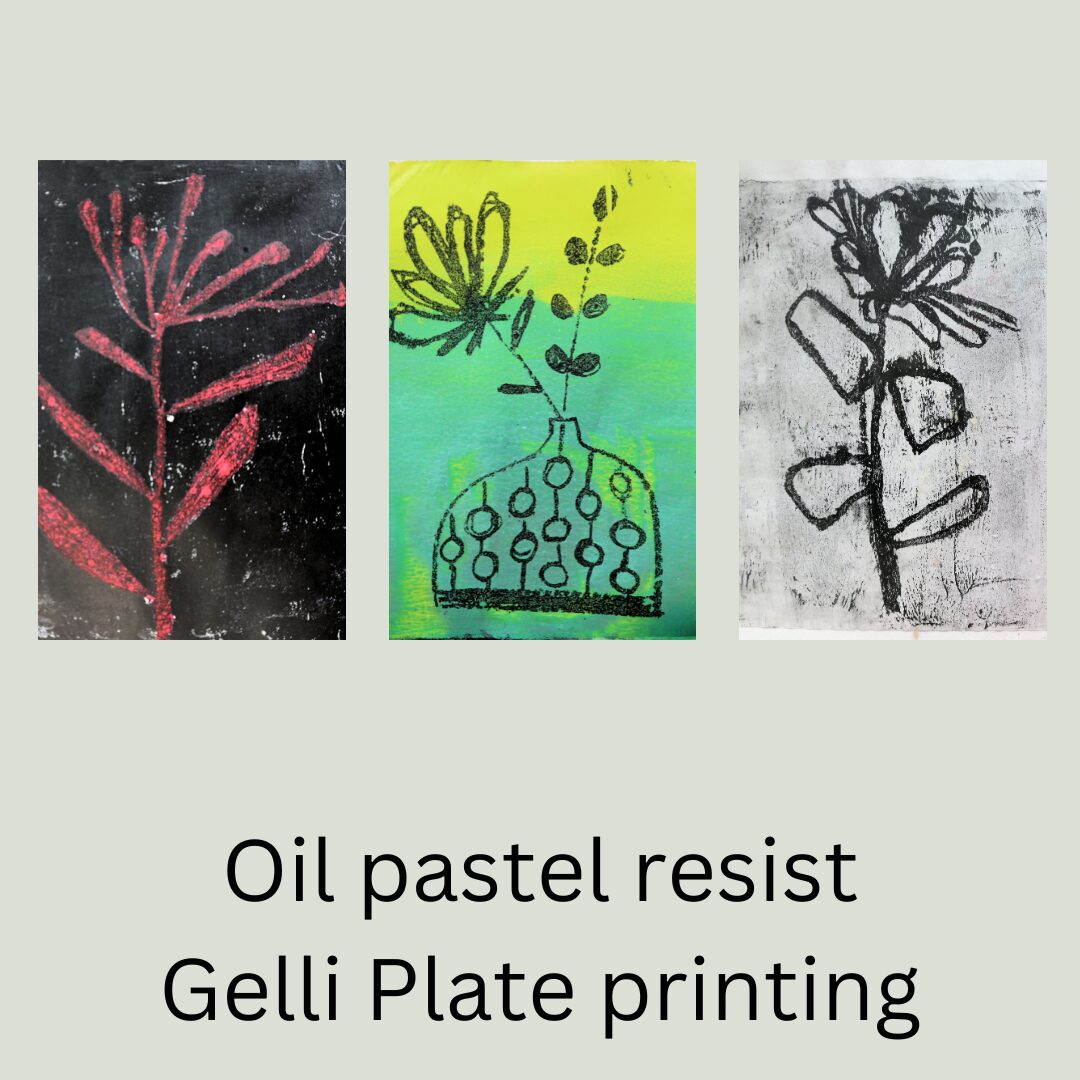 Gelli Printing with an Oil Pastel Resist - ARTiful: painting demos